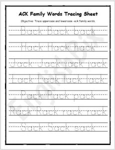 ACK Word Family Activity Worksheets - EnglishBix