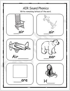 AIR Sound Phonics Words Worksheet - EnglishBix