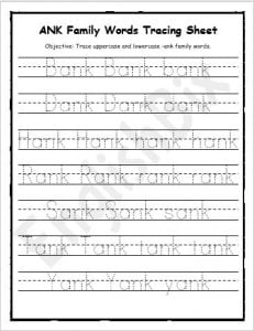 ANK Word Family Activities Worksheets - EnglishBix