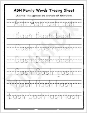 ASH Word Family Activities Worksheet - EnglishBix