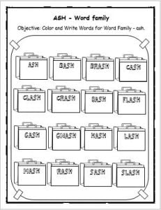 ASH Word Family Activities Worksheet - EnglishBix