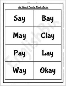 AY Word Family Activity Worksheets - EnglishBix