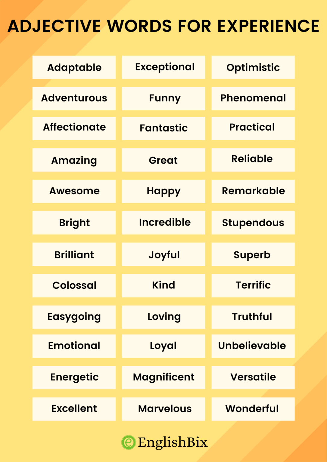 Adjective Words to Describe Your Experience - EnglishBix