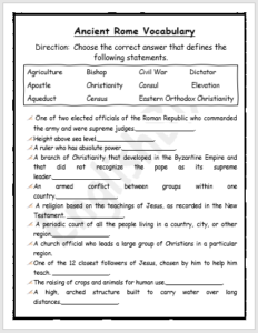 Ancient Rome Vocabulary Worksheet - EnglishBix