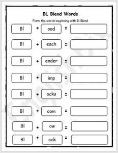 BL Blend Phonics Words Worksheet - EnglishBix
