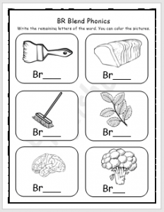 BR Words Picture Activity Worksheet - EnglishBix