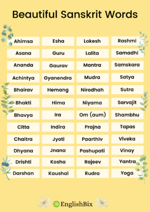 Beautiful Sanskrit Words with Meanings for Beginners - EnglishBix