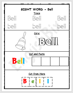 Bell Sight Word Printable Worksheet - EnglishBix