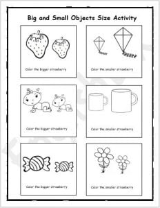 Big or Small Size Comparision Worksheets - EnglishBix