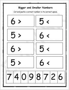 Bigger and Smaller Number Activity Worksheets - EnglishBix