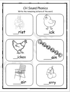CH Sound Phonics Words Worksheet - EnglishBix