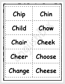 CH Words Flash Cards Printable - EnglishBix