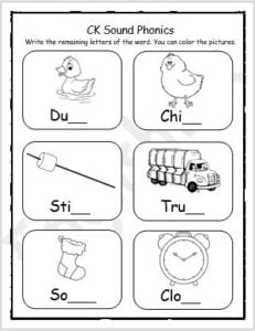 CK Digraph Sound Phonics Worksheet - EnglishBix