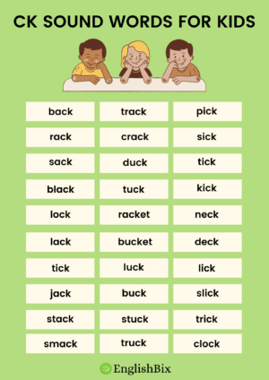 ck Sound Phonics Words for Kids - EnglishBix