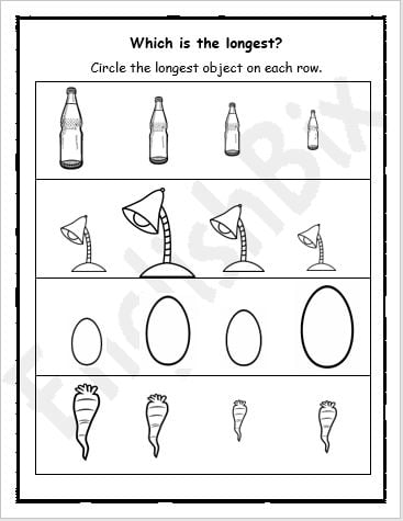 Circle The Longest Object Worksheet - EnglishBix