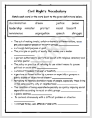 Civil Rights Vocabulary Worksheet - EnglishBix