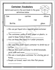 Container Vocabulary Worksheet - EnglishBix