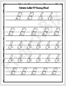 Cursive Letter B Tracing Worksheet - EnglishBix