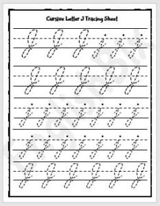 Cursive Letter J Tracing Worksheet - EnglishBix