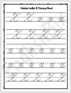 Cursive Letter X Tracing Worksheet - EnglishBix
