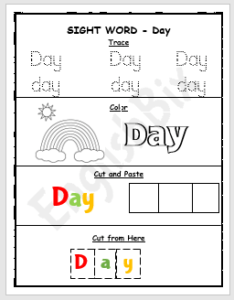 Sight Word Day Worksheets