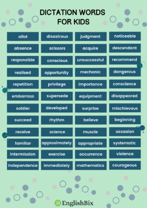 100+ Dictation Words in English for Kids - A to Z - EnglishBix