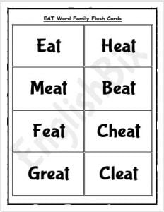 EAT Word Family Activities Worksheets - EnglishBix