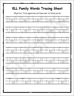 Ell Word Family Worksheets Ell Word Family On Pinterest | Word