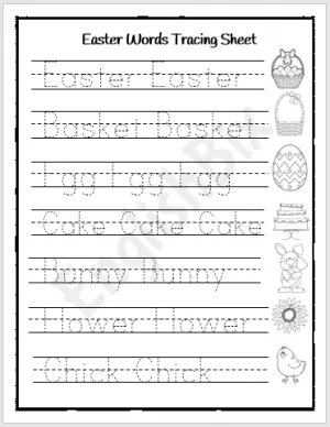 Easter Words Tracing and Writing Worksheet - EnglishBix