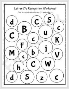 Find the Letter C - Recognition Worksheet - EnglishBix