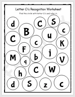 Find the Letter C - Recognition Worksheet - EnglishBix
