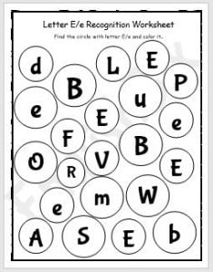 Find the Letter E - Recognition Worksheet - EnglishBix