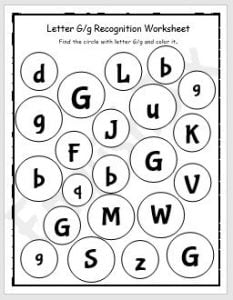 Find the Letter G - Recognition Worksheet - EnglishBix