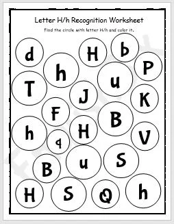 Find the Letter H - Recognition Worksheet - EnglishBix