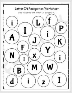 Find the Letter I - Recognition Worksheet - EnglishBix