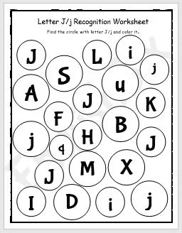 Find the Letter J - Recognition Worksheet - EnglishBix