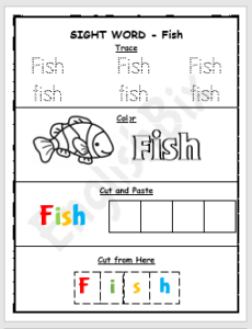 Fish Sight Word Printable Worksheet - EnglishBix