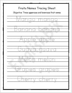 Fruits Tracing Activity Worksheets - Packet - EnglishBix