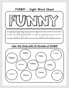 Funny Sight Word Printable Worksheet - EnglishBix