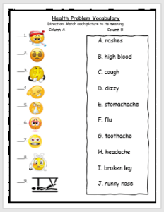Health Problems Vocabulary Worksheet - EnglishBix