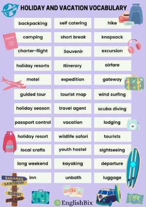 Holiday and Vacation Vocabulary Words List - EnglishBix