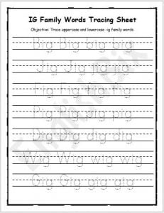 IG Word Family Worksheets for Kindergarten - EnglishBix