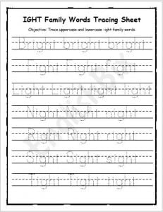 IGHT Word Family Activities Worksheets - EnglishBix