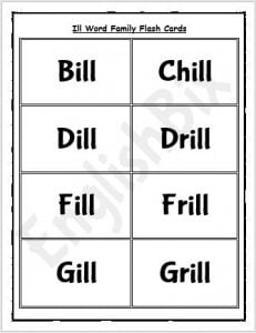 ILL Word Family Activity Worksheets - EnglishBix