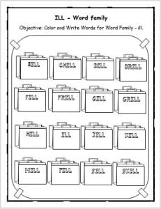 ILL Word Family Activity Worksheets - EnglishBix