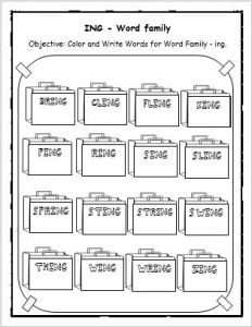 ING Word Family Phonics Worksheets - EnglishBix