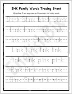 INK Word Family Activities Worksheets - EnglishBix