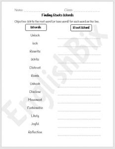 Root Words Worksheet 3rd Grade