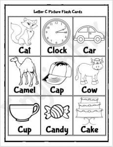 Letter C Picture Flash Cards Printable - EnglishBix