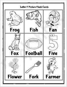 Letter F Picture Flash Cards Printable - EnglishBix